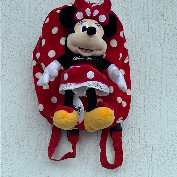 Disney | Toys | Disney Red And White Minnie Mouse Plush Backpack | Poshmark